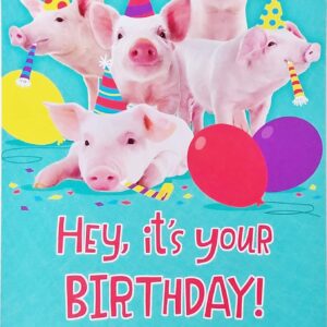 Greeting Card Hey It's Your Birthday with Party Pigs - That's A Very Pig Deal