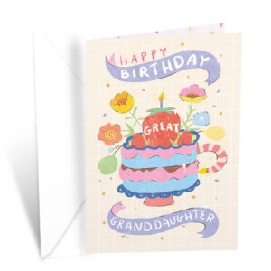 prime greetings birthday card great granddaughter, made in america, eco-friendly, thick card stock with premium envelope 5in x 7.75in, packaged in protective mailer