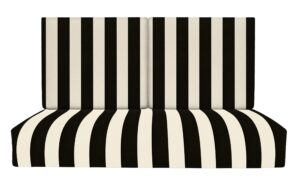 rsh decor: deep seating foam loveseat cushion set | 46” x 26” loveseat | all-weather spun fabric | outdoor foam settee and back cushions for patio furniture | black & white stripe