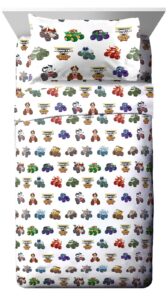 monster jam truckin pals toddler sheet set - 3 piece set super soft and cozy kid’s bedding features grave digger & megalodon - fade resistant microfiber sheets (official monster jam product)