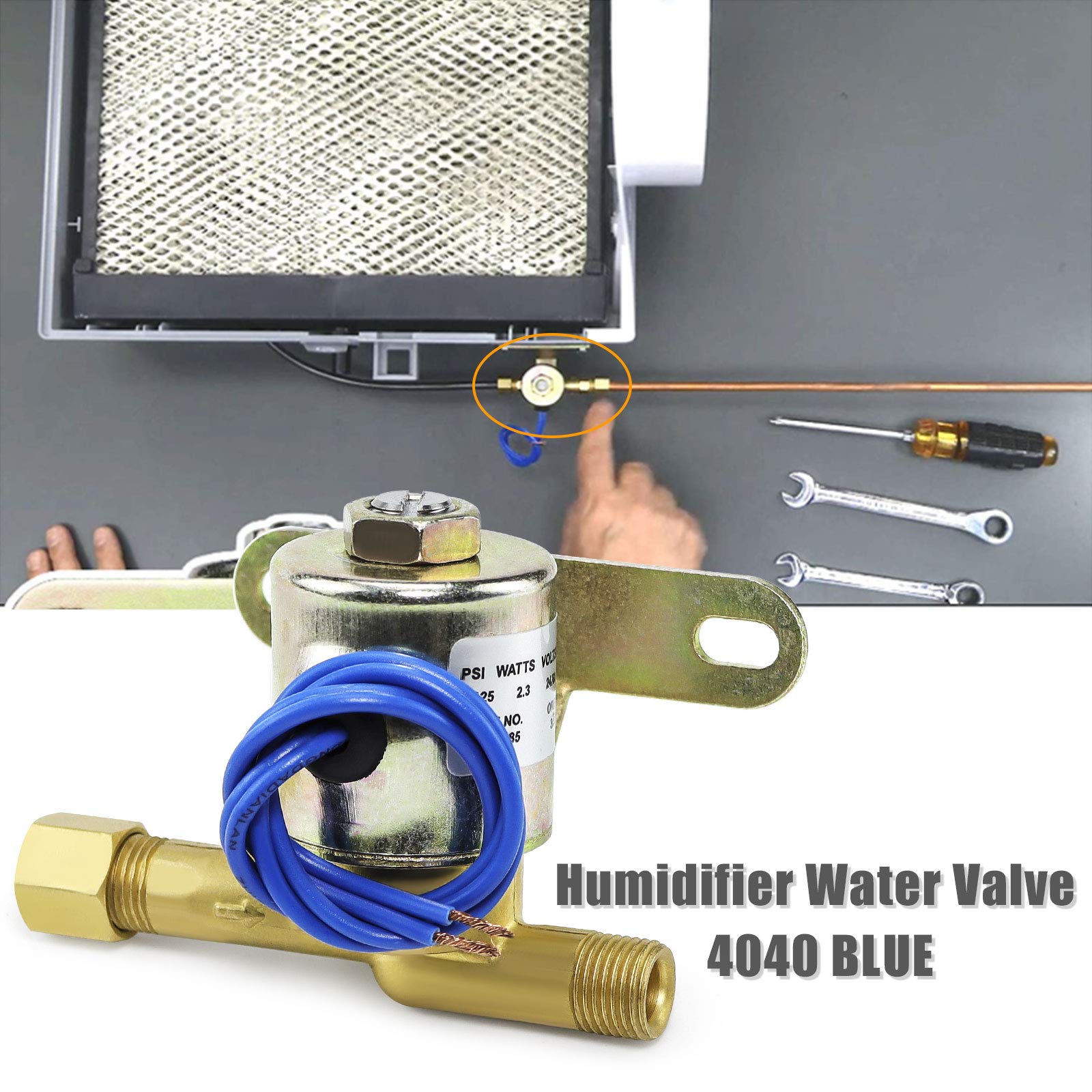 Humidifier Water Solenoid Valve 4040, Exact for Aprilaire Valve 400 500 600 700 220 224 Part#B2015-S85,B2017-S85 | 24 Volts | 2.3 Watts | 60 HZ-Blue by TOMOON