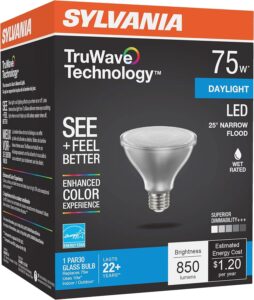 sylvania led truwave natural series par30 light bulb, 75w equivalent efficient 9w, medium base, dimmable, 5000k, daylight - 1 pack (40915)