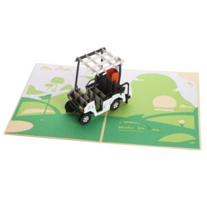 Ribbli Golf Cart Handmade 3D Pop Up Card Birthday Card Fathers Day Card, with Envelope