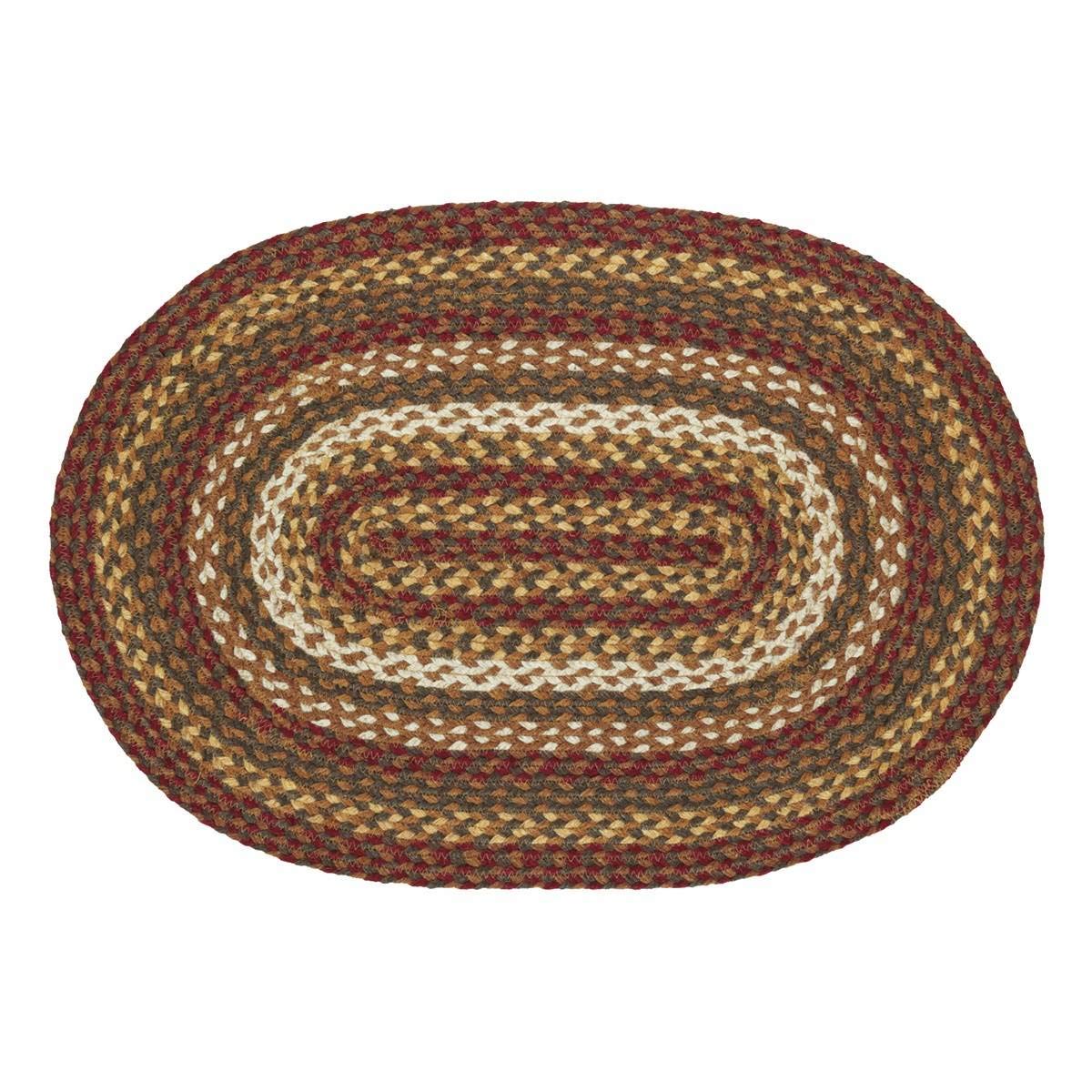 VHC Brands Tea Cabin Jute Oval Rug 20x30 Country Braided Flooring, Moss Green and Deep Red