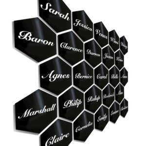 reofrey 25pcs acrylic sheets black hexagon acrylic place cards for wedding party table special seat guest blanks handwritten calligraphy name escort card signature logo signs diy label banquet decor