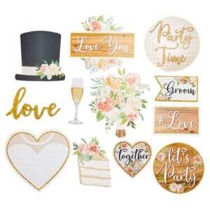 Sparkle and Bash Wedding Photo Booth Prop Kit for Bridal Shower, Bachelorette Party (70 Pieces)