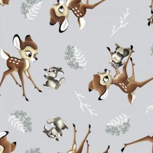 springs creative products disney bambi & thumper toss gray 100 percent cotton fabric sold by the yard. , 44 inches