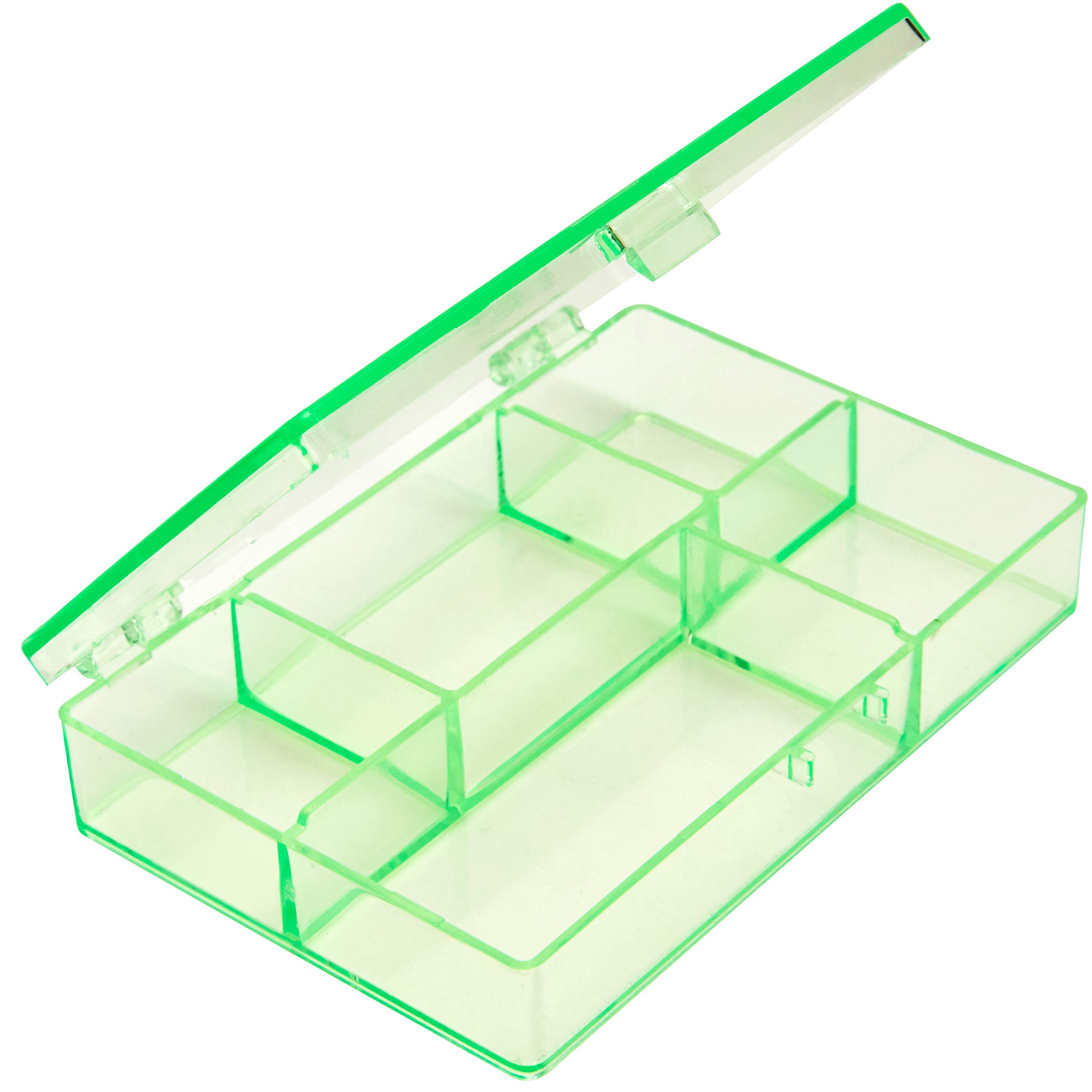 Eucatus Mini 5-Grid Plastic Storage Box for Beading and Diamond Painting. Green Countertop or Drawer Storage for Beads, Nail Art, Jewelry Hardware and Supplies