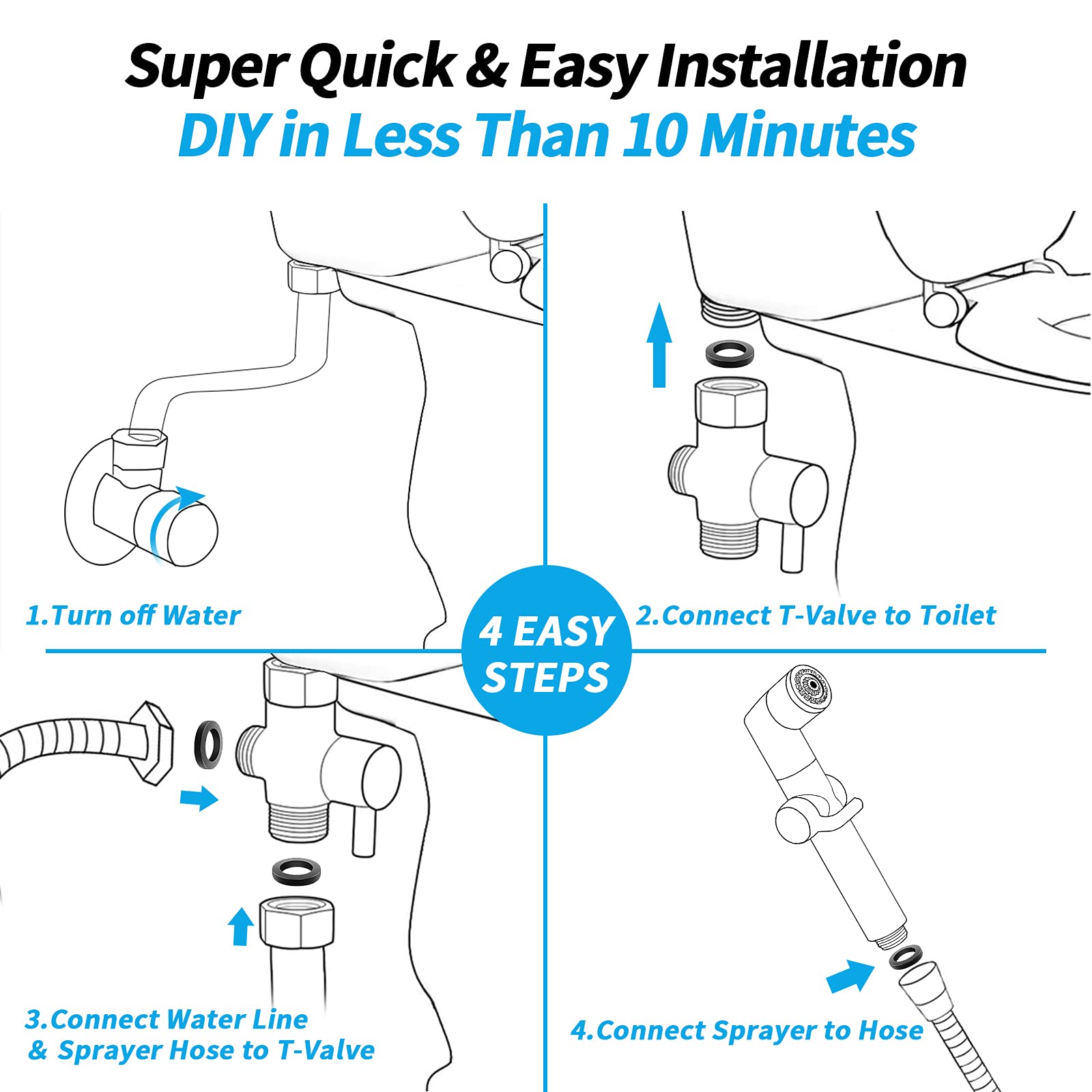 KAIYING Handheld Bidet Sprayer for Toilet, Baby Cloth Diaper Sprayer, Bathroom Muslim Shower Toilet Sprayer Attachment with Hose, Support Wall or Toilet Mount (Chrome)