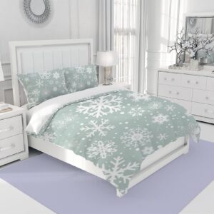 christmas snowflakes bedding cover set queen size comforter cover duvet cover, 3 piece bedding set home decor quilt cover pillow shams