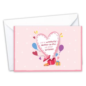 prime greetings birthday card for mother in law, made in america, eco-friendly, thick card stock with premium envelope 5in x 7.75in, packaged in protective mailer