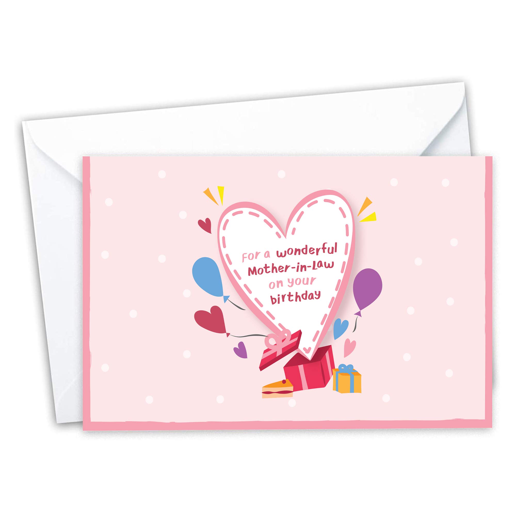 Prime Greetings Birthday Card For Mother In law, Made in America, Eco-Friendly, Thick Card Stock with Premium Envelope 5in x 7.75in, Packaged in Protective Mailer