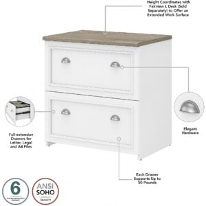 Bush FV003G2W 60-Inch L-Shaped Desk w/Hutch, Lateral File Cabinet Shiplap Gray/Pure White