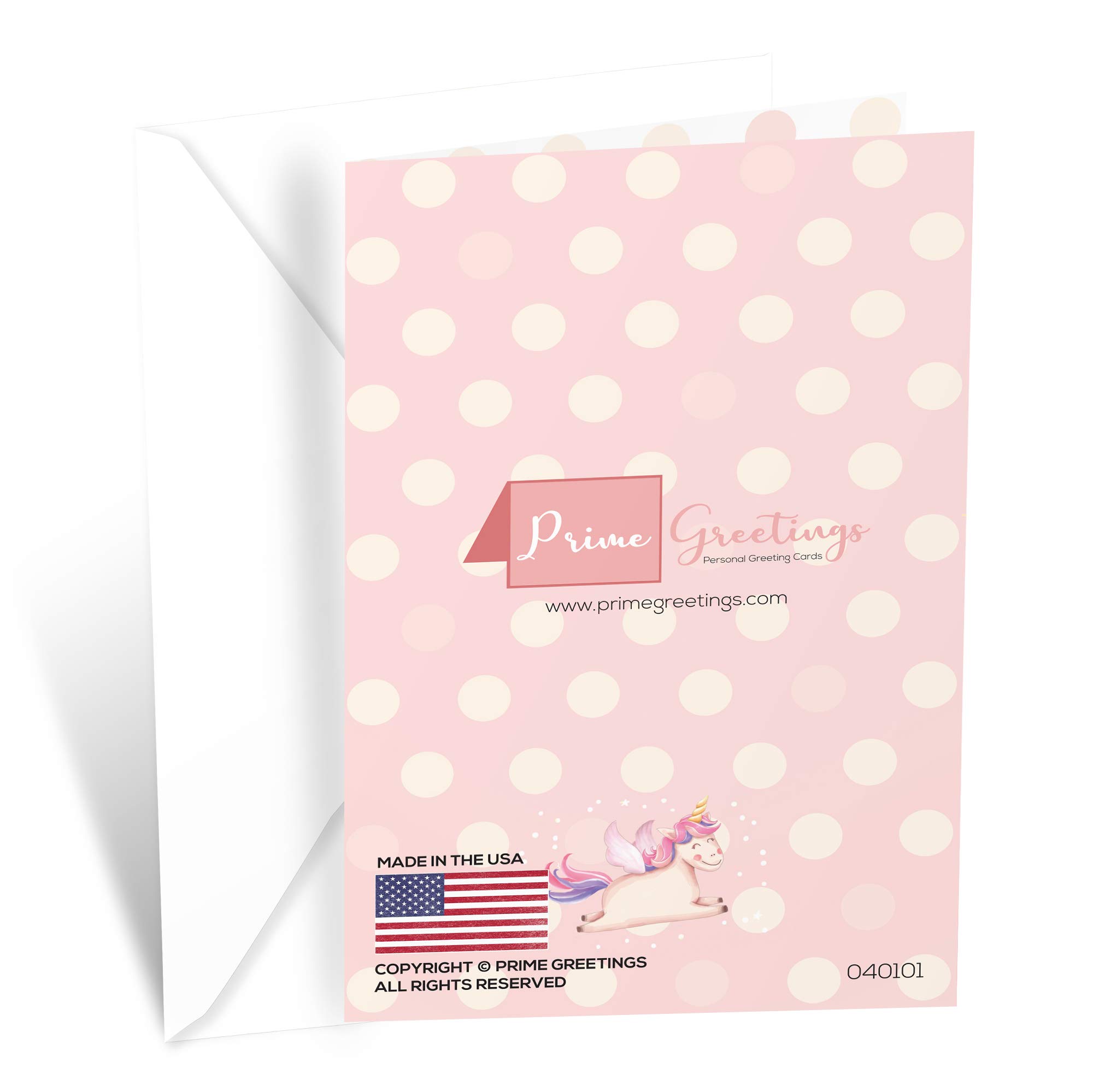 Prime Greetings First (1st) Birthday Card, Made in America, Eco-Friendly, Thick Card Stock with Premium Envelope 5in x 7.75in, Packaged in Protective Mailer