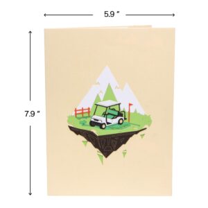 Ribbli Golf Cart Handmade 3D Pop Up Card Birthday Card Fathers Day Card, with Envelope