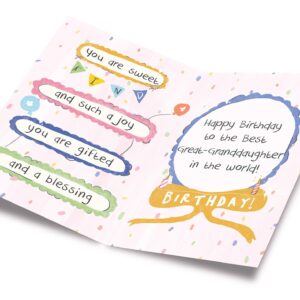 Prime Greetings Birthday Card Great Granddaughter, Made in America, Eco-Friendly, Thick Card Stock with Premium Envelope 5in x 7.75in, Packaged in Protective Mailer