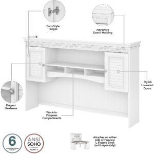 Bush FV003G2W 60-Inch L-Shaped Desk w/Hutch, Lateral File Cabinet Shiplap Gray/Pure White