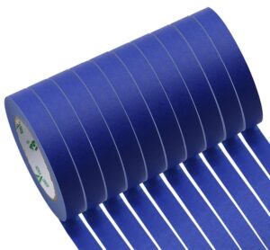 bomei pack 10pcs blue painters tape, 5.5mil 3/4in 55y, residue free wall painting masking tape with sharp lines