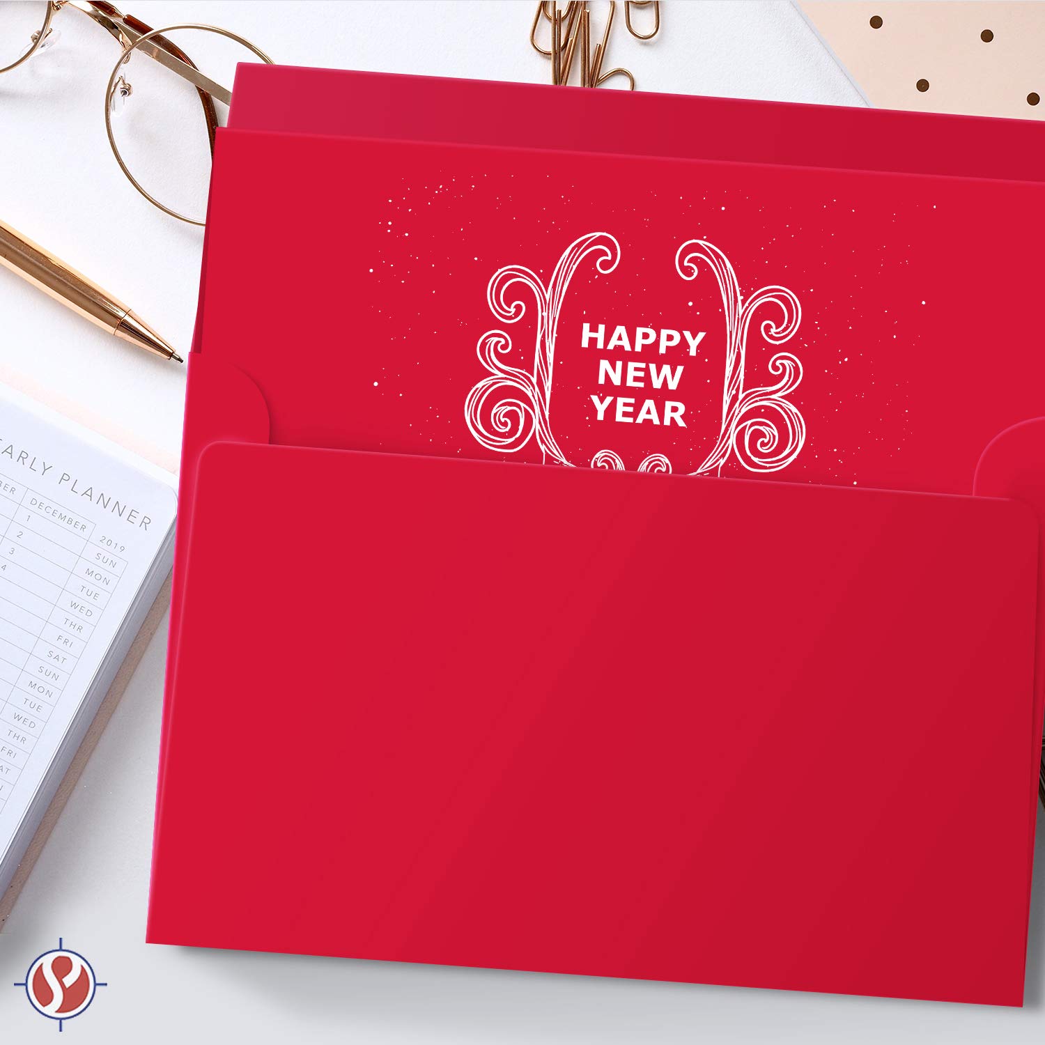 A2 Red Blank Greeting Cards and Envelopes – Great for Holidays, Christmas and 2025 New Year Greetings, Invitations and Thank You Cards | 4.25" x 5.5" (When Folded) | 25 Cards and Envelopes per Pack