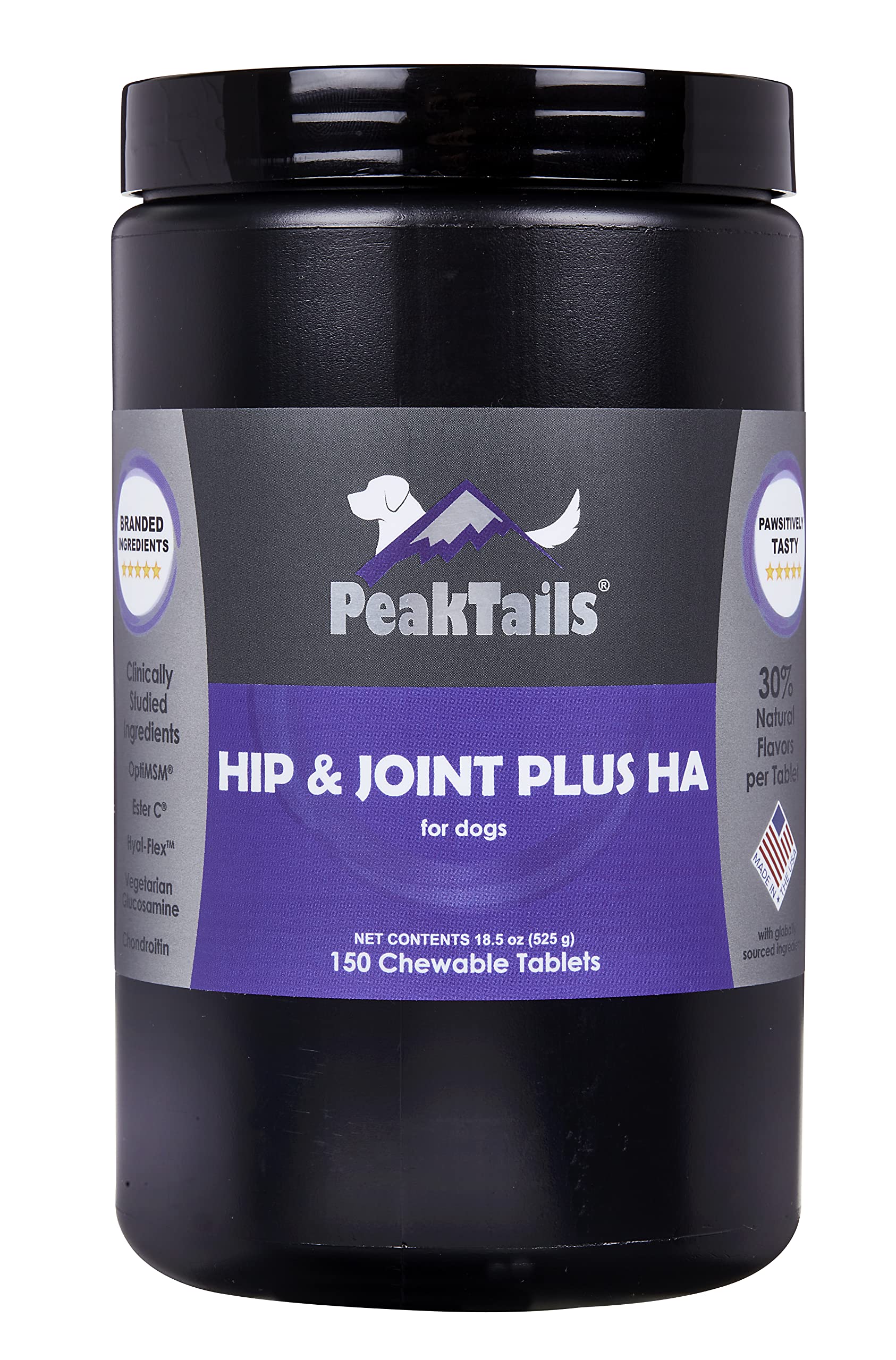 KALA HEALTH PeakTails Arthrix Plus HA, 150 Count Tablets, Provides Maximum Hip & Joint Support for Dogs, Formulated with Clinically Studied Ingredients, MSM, Glucosamine, Chondroitin, Hyaluronic Acid