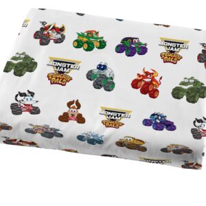 Monster Jam Truckin Pals Toddler Sheet Set - 3 Piece Set Super Soft and Cozy Kid’s Bedding Features Grave Digger & Megalodon - Fade Resistant Microfiber Sheets (Official Monster Jam Product)