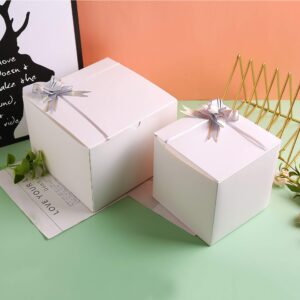 SHIPKEY 10 Pack White Cardboard Gift Boxes with lids |4x4x4inch Square Boxes | Small Gift Boxes Suitable for Party, Wedding, Christmas, Holidays, Birthdays and All Other Occasions