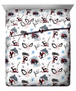 jay franco marvel spiderman crawl queen sheet set - 4 piece set super soft and cozy kid’s bedding - fade resistant microfiber sheets (official marvel product)