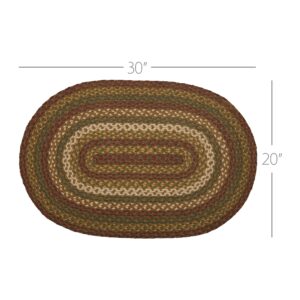 VHC Brands Tea Cabin Jute Oval Rug 20x30 Country Braided Flooring, Moss Green and Deep Red