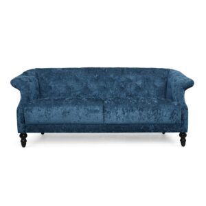 christopher knight home morganton 3 seater sofa, navy blue + dark brown