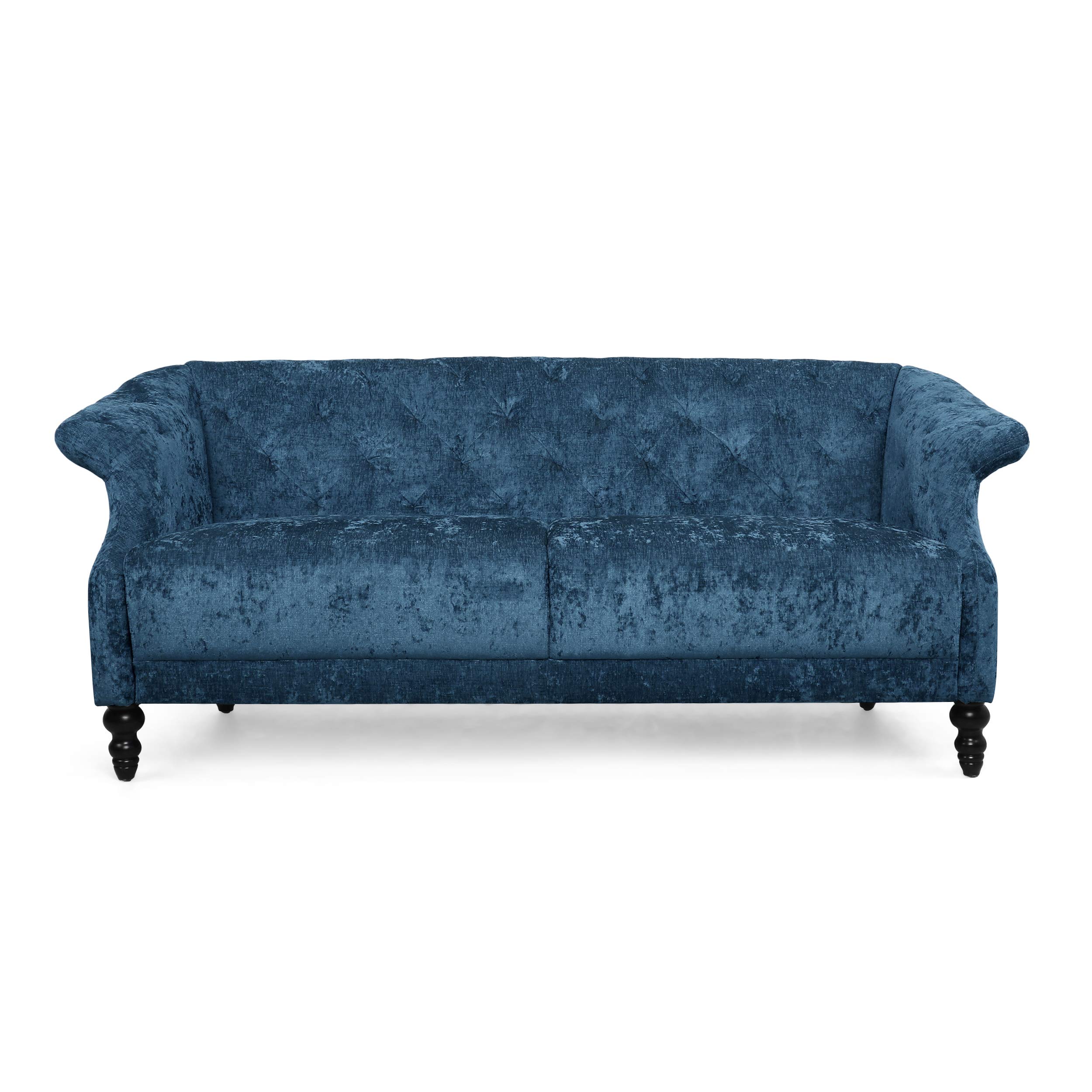 Christopher Knight Home Morganton 3 Seater Sofa, Navy Blue + Dark Brown