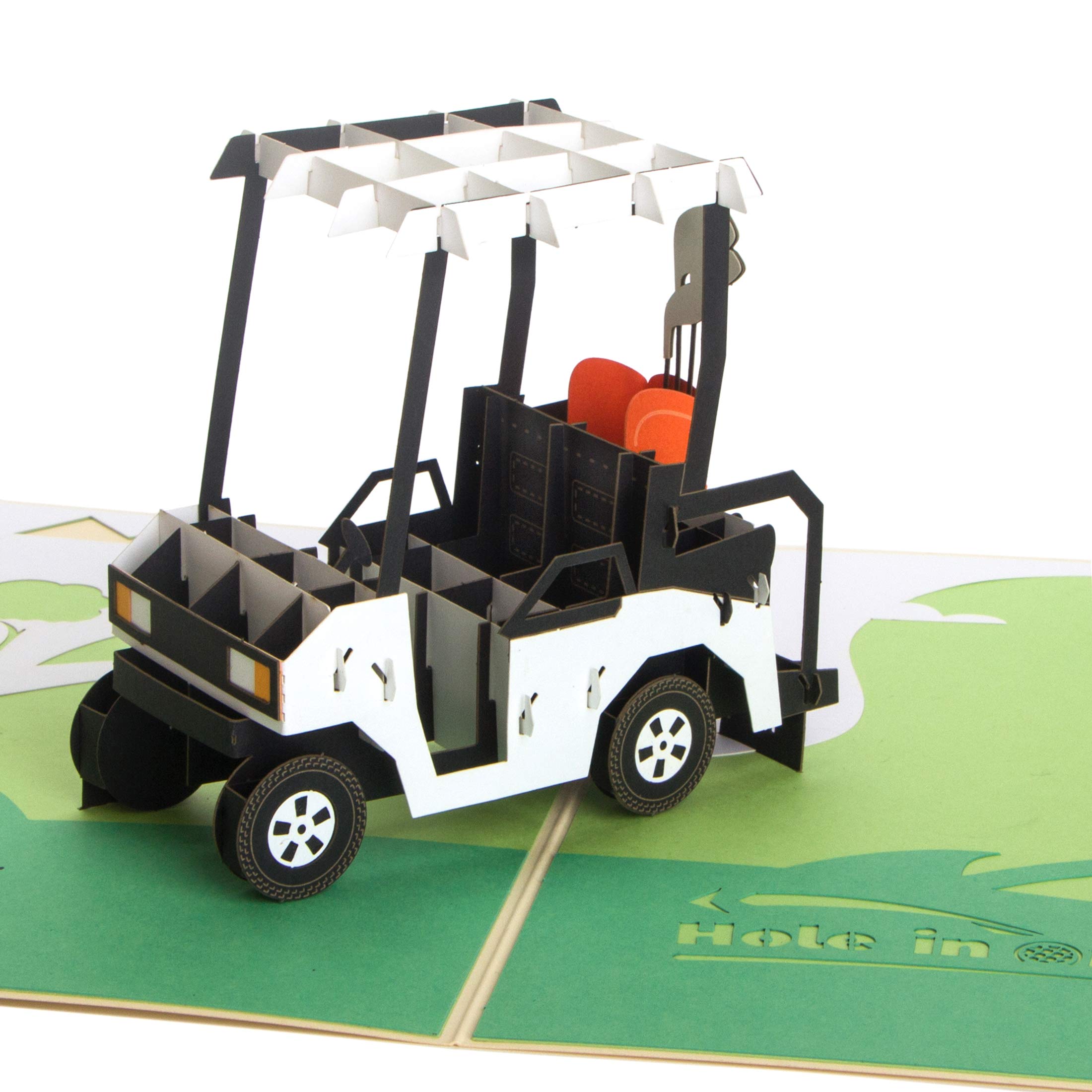 Ribbli Golf Cart Handmade 3D Pop Up Card Birthday Card Fathers Day Card, with Envelope