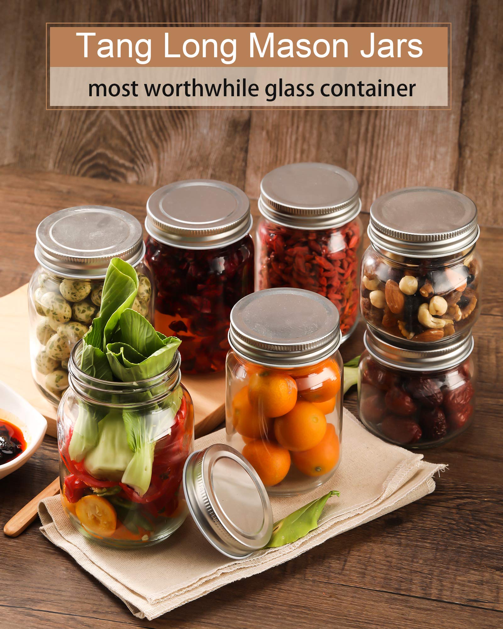 TANGLONG Mason Jars 8 oz Set of 24,Small Mason Jars,Spice Jars,8 oz Mason Jars with Lids,Small Jars with Lids,8 oz Glass Jars,Small Glass Jars with Lids