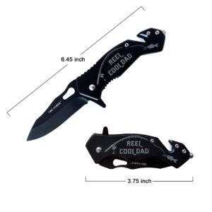 Reel Cool Dad - Engraved Pocket Fishing Knife for Father who loves Fishing - Gift for Fishing Dad - Fisherman Daddy - Funny Gift Idea for Christmas, Father's Day, Birthday (Reel Cool Dad)