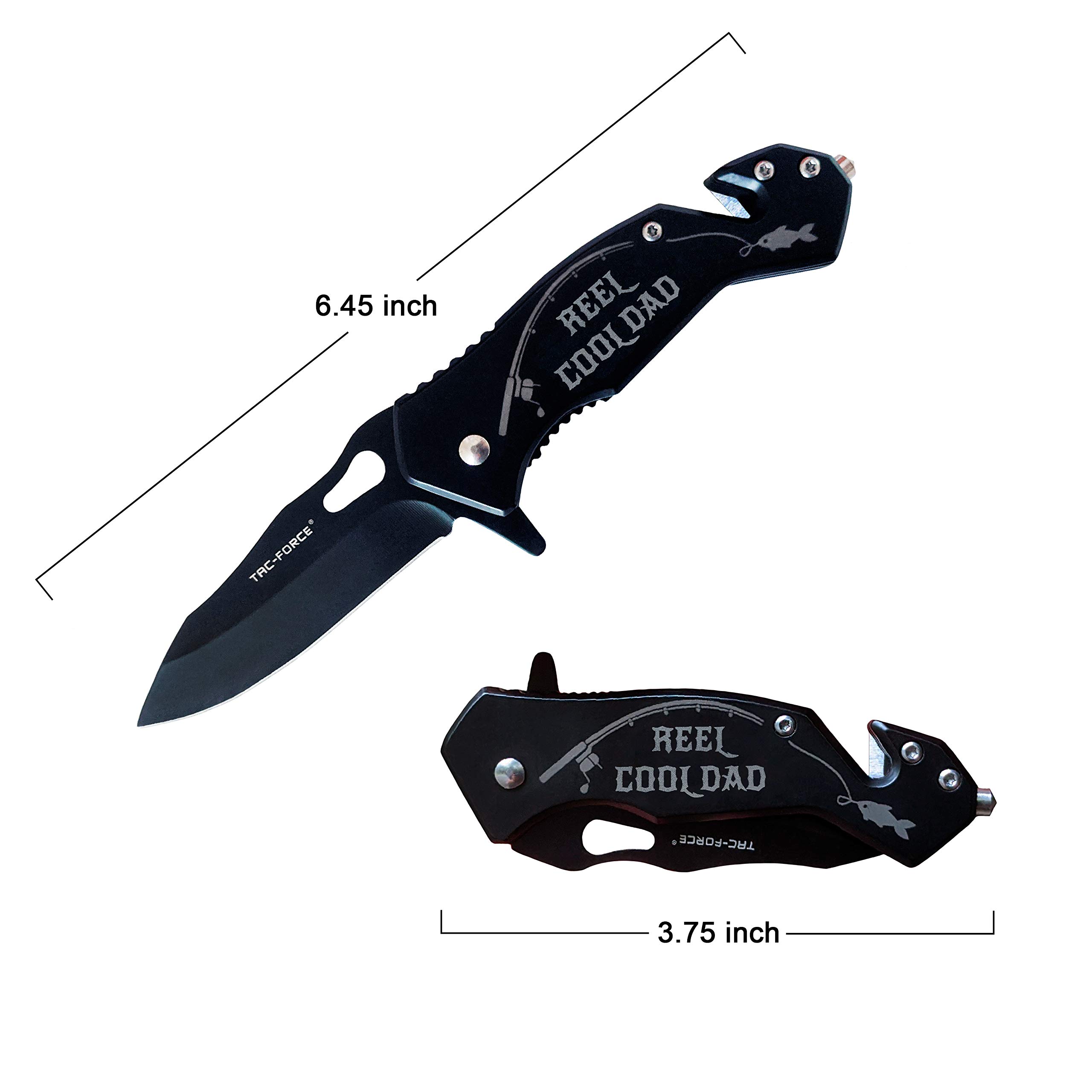 Reel Cool Dad - Engraved Pocket Fishing Knife for Father who loves Fishing - Gift for Fishing Dad - Fisherman Daddy - Funny Gift Idea for Christmas, Father's Day, Birthday (Reel Cool Dad)