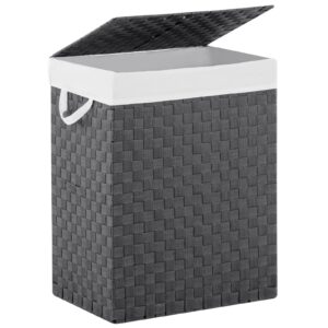 youdenova handwoven laundry basket hamper with removable liner bag and lid, collapsible clothes hamper with handle, grey