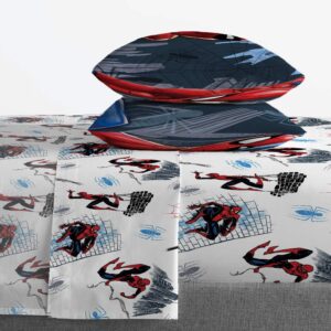 Jay Franco Marvel Spiderman Crawl Full Sheet Set - 4 Piece Set Super Soft and Cozy Kid’s Bedding - Fade Resistant Microfiber Sheets (Official Marvel Product)