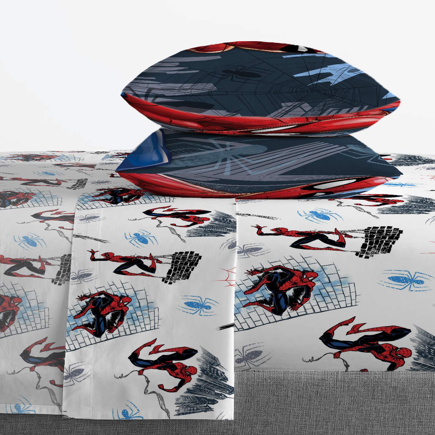 Jay Franco Marvel Spiderman Crawl Full Sheet Set - 4 Piece Set Super Soft and Cozy Kid’s Bedding - Fade Resistant Microfiber Sheets (Official Marvel Product)