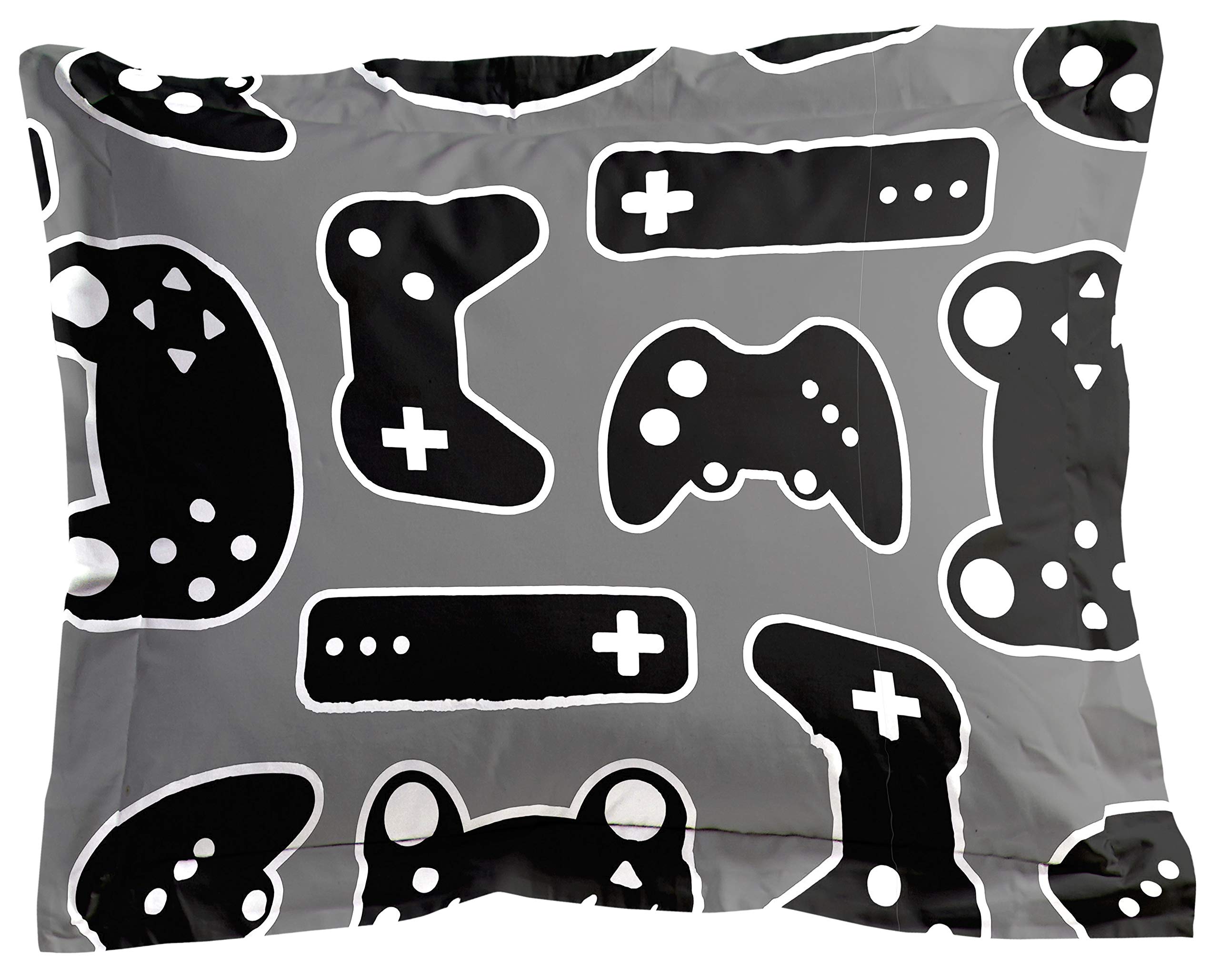 Jay Franco Trend Collector Game On Glow in The Dark Twin Comforter & Sham Set - Super Soft Kids Bedding Features Video Game Contollers - Fade Resistant Microfiber