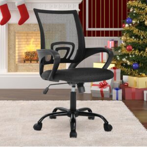 home office chair computer chair mesh chair mid back ergonomic desk chair with lumbar support armrest?breathable mesh height adjustable rolling task executive office chair, for adults,pink