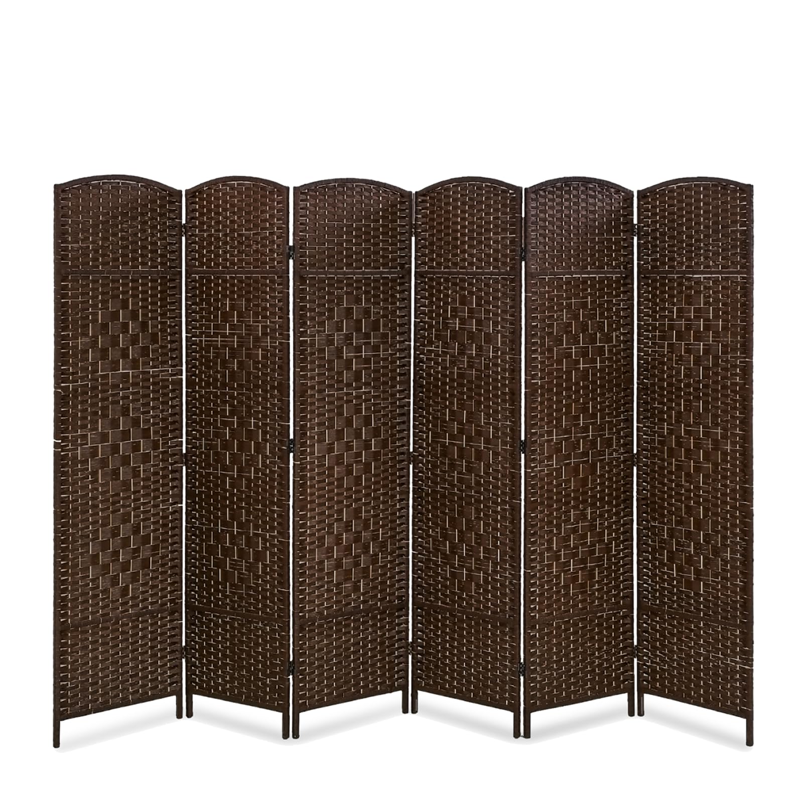 6 Panel Wood Room Divider, 6 Ft Tall Privacy Wall Divider Folding Wood Screen, Each Panel for Home Office Bedroom Restaurant, Best Home Foldable Screen, Light and Easy to Move 70.8" H × 17.7" W Brown