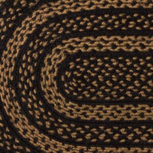 VHC Brands Farmhouse Primitive Jute Black Striped Accent Rug Oval w/Floor Pad 27"x48"