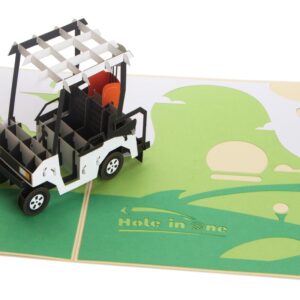 Ribbli Golf Cart Handmade 3D Pop Up Card Birthday Card Fathers Day Card, with Envelope