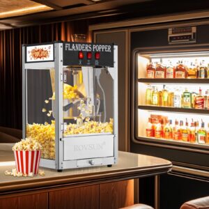 ROVSUN Popcorn Machine with 8 Ounce Kettle Makes Up to 32 Cups, Commercial Popcorn Machine Countertop Popcorn Maker w/Stainless Steel Scoop, Oil Spoon & 3 Popcorn Cups for Home Movie Theater, Black