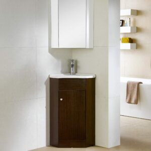 Fine Fixtures - Corner Bathroom Vanity and Sink, and Medicine Cabinet Wenge - Englewood Collection