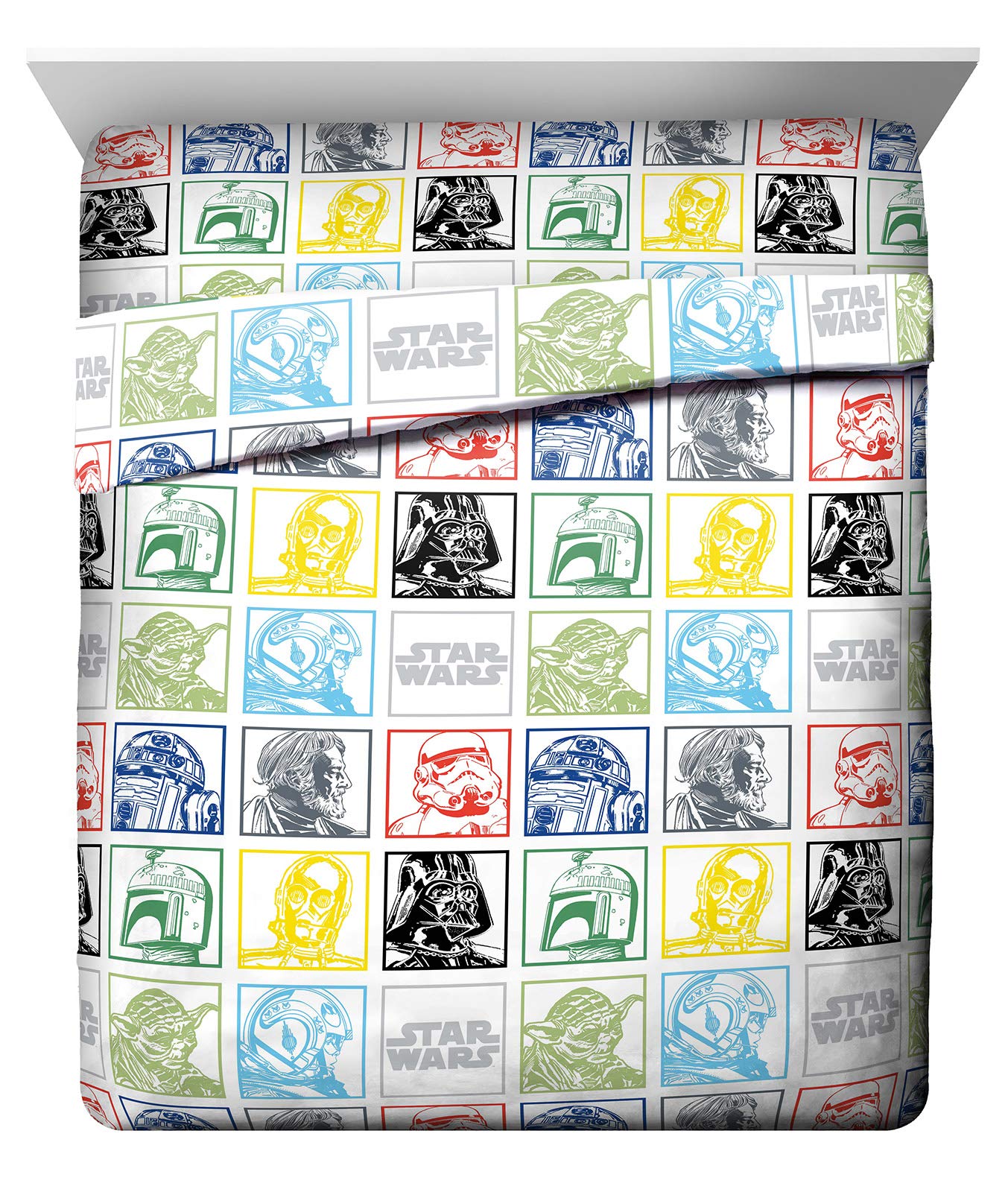 Jay Franco Star Wars Classic Grid Queen Sheet Set - 4 Piece Set Super Soft and Cozy Kid’s Bedding Features Luke Skywalker & Darth Vade - Fade Resistant Microfiber Sheets (Official Star Wars Product)