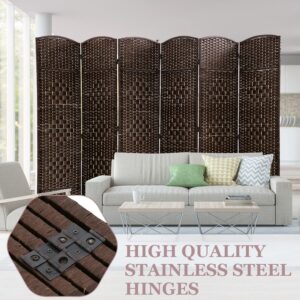 6 Panel Wood Room Divider, 6 Ft Tall Privacy Wall Divider Folding Wood Screen, Each Panel for Home Office Bedroom Restaurant, Best Home Foldable Screen, Light and Easy to Move 70.8" H × 17.7" W Brown