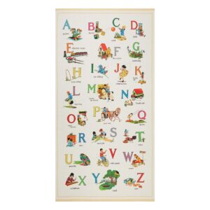 michael miller fabrics vintage treasures alphabet list 24" panel multi, fabric by the yard