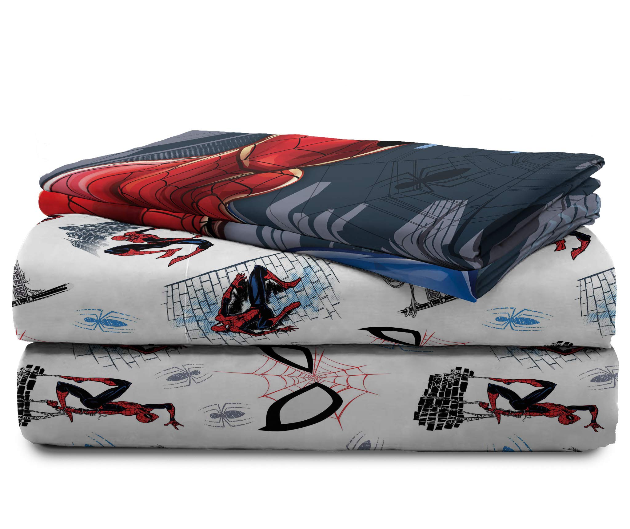 Jay Franco Marvel Spiderman Crawl Full Sheet Set - 4 Piece Set Super Soft and Cozy Kid’s Bedding - Fade Resistant Microfiber Sheets (Official Marvel Product)