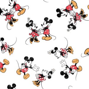 disney mickey & minnie mouse vintage scattered white 100% cotton fabric sold by the yard.