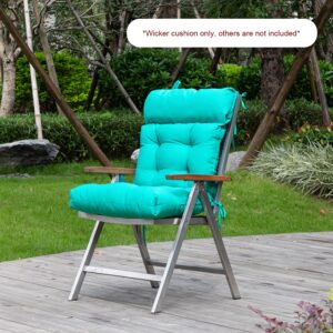 ARTPLAN Outdoor Cushions of Adirondack Chair with High Back Wicker Tufted Pillow for Outdoor Furniture Set of 1, 44"X21"X4", Teal